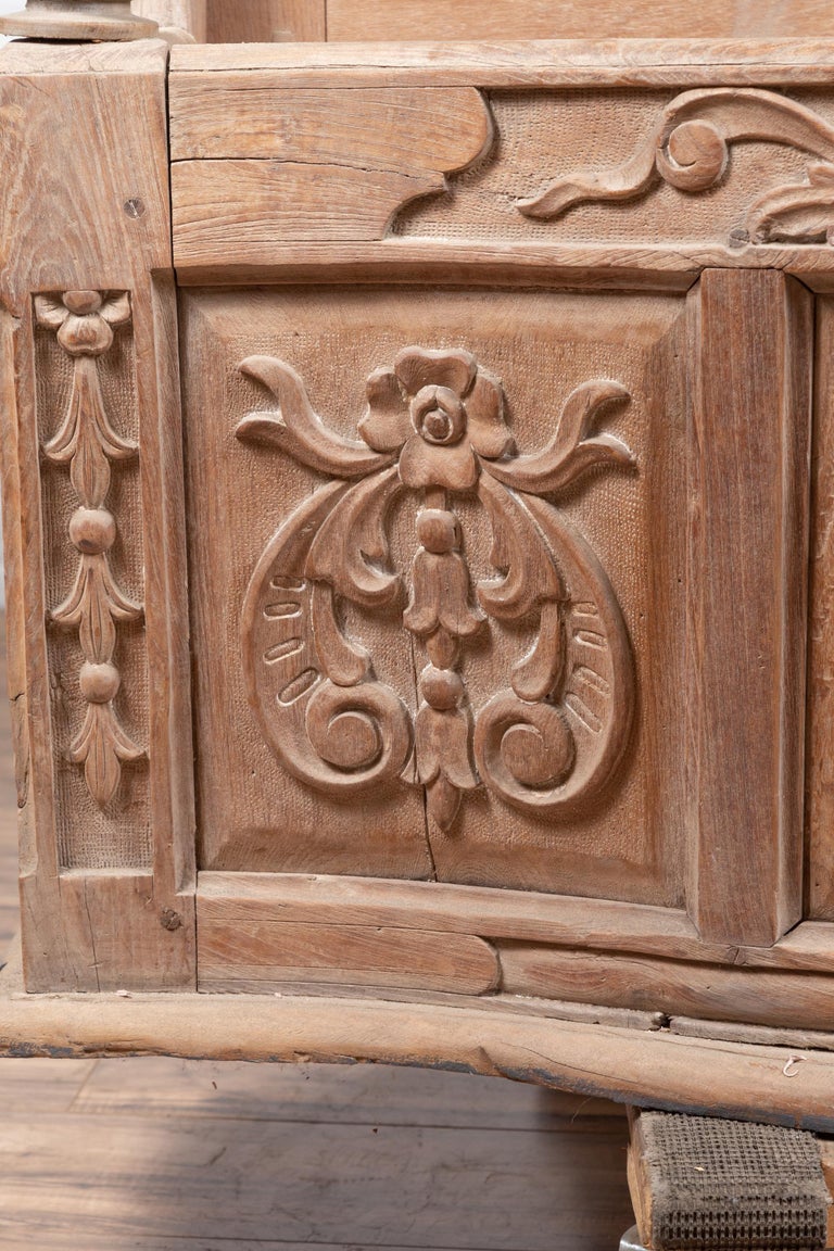 Large Natural Wood Window Balcony with Hand Carved Foliage Motifs and ...