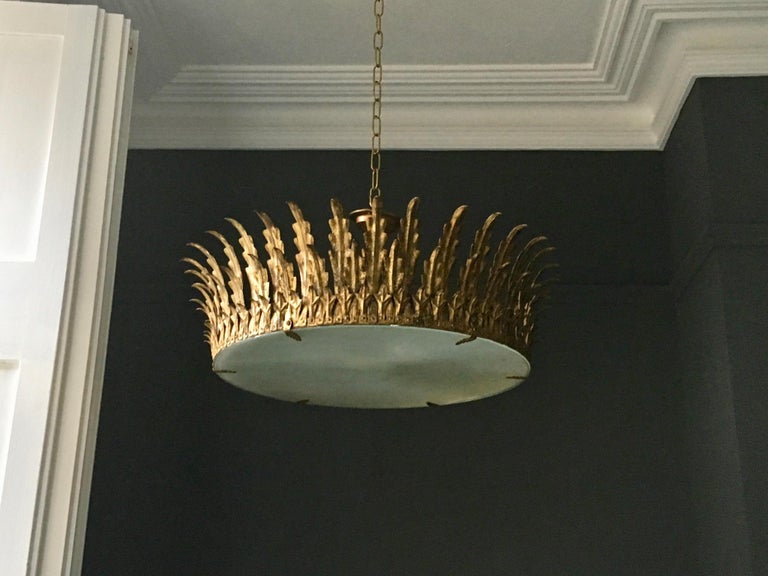 Large Neoclassical Gilt Ceiling Light in the Shape of a Crown or ...