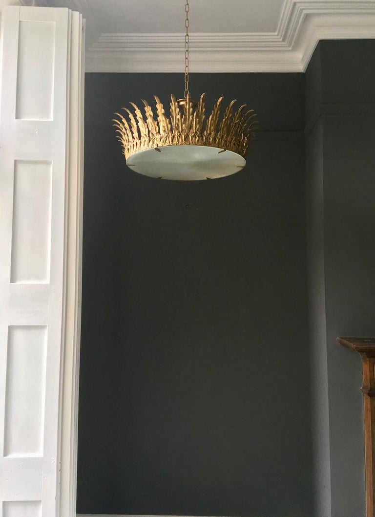 Large Neoclassical Gilt Ceiling Light in the Shape of a Crown or ...