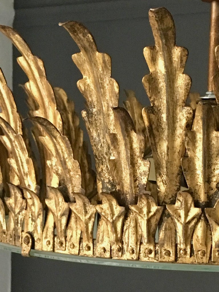 Large Neoclassical Gilt Ceiling Light in the Shape of a Crown or ...