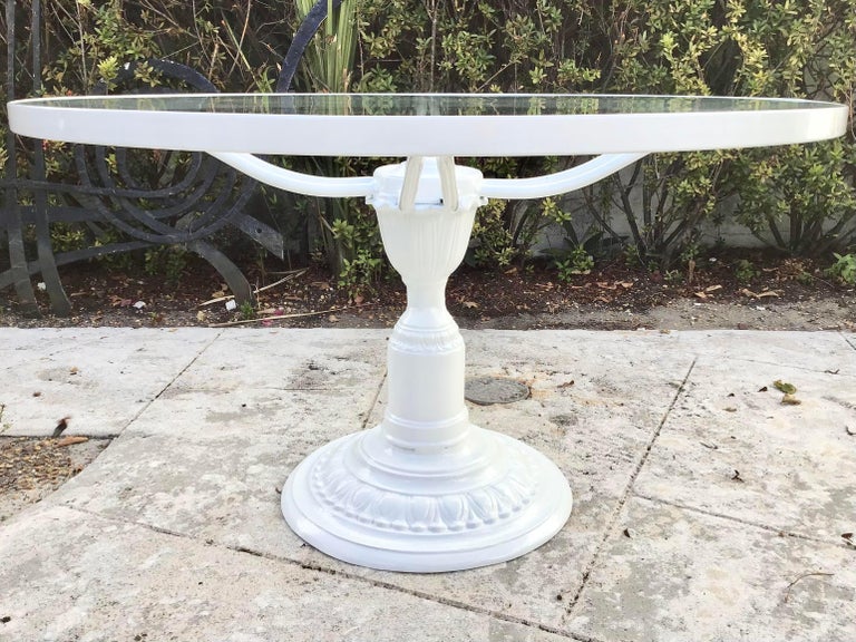 Large Neoclassical Patio Round Dining Table With Glass Surface For Sale ...