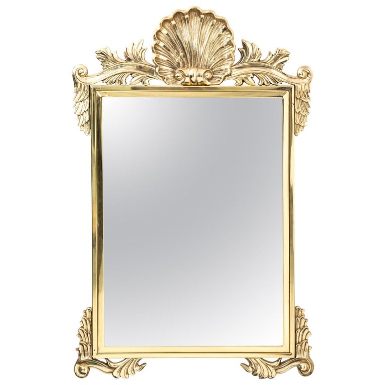 Large Neoclassical Style Solid Brass Scallop Shell Mirror at 1stDibs ...