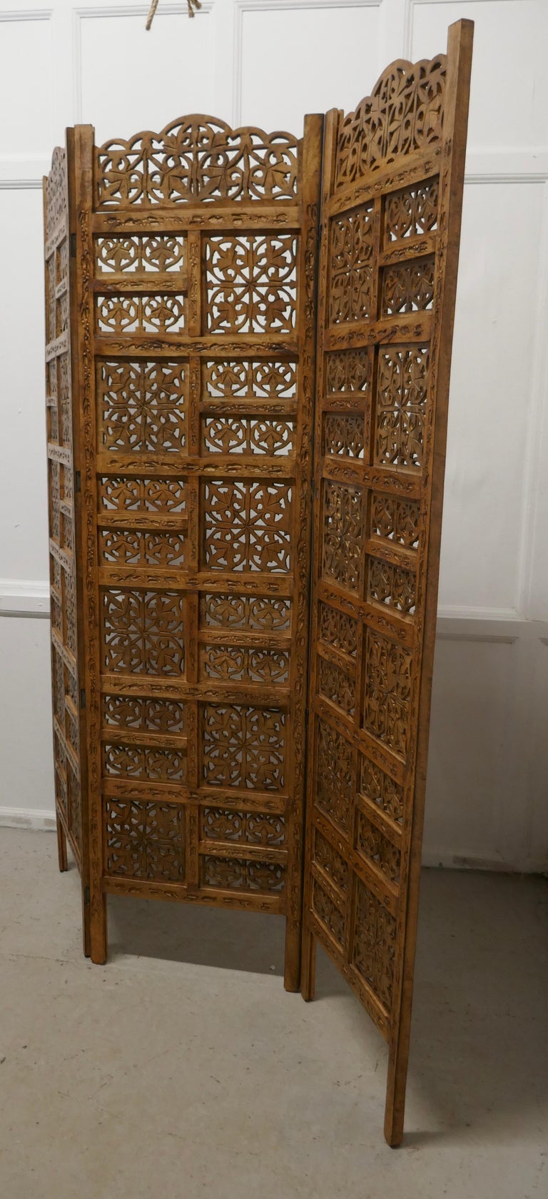Large North African Carved Pierced 3 Fold Screen at 1stDibs