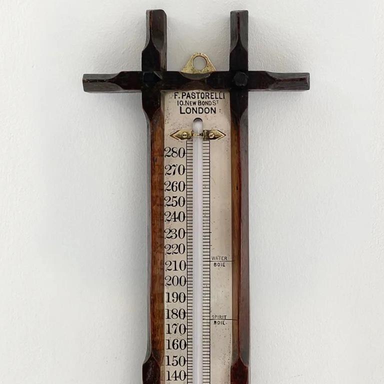 Large Oak Admiral Fitzroy Cased Wall Thermometer by Pastorelli of Bond ...