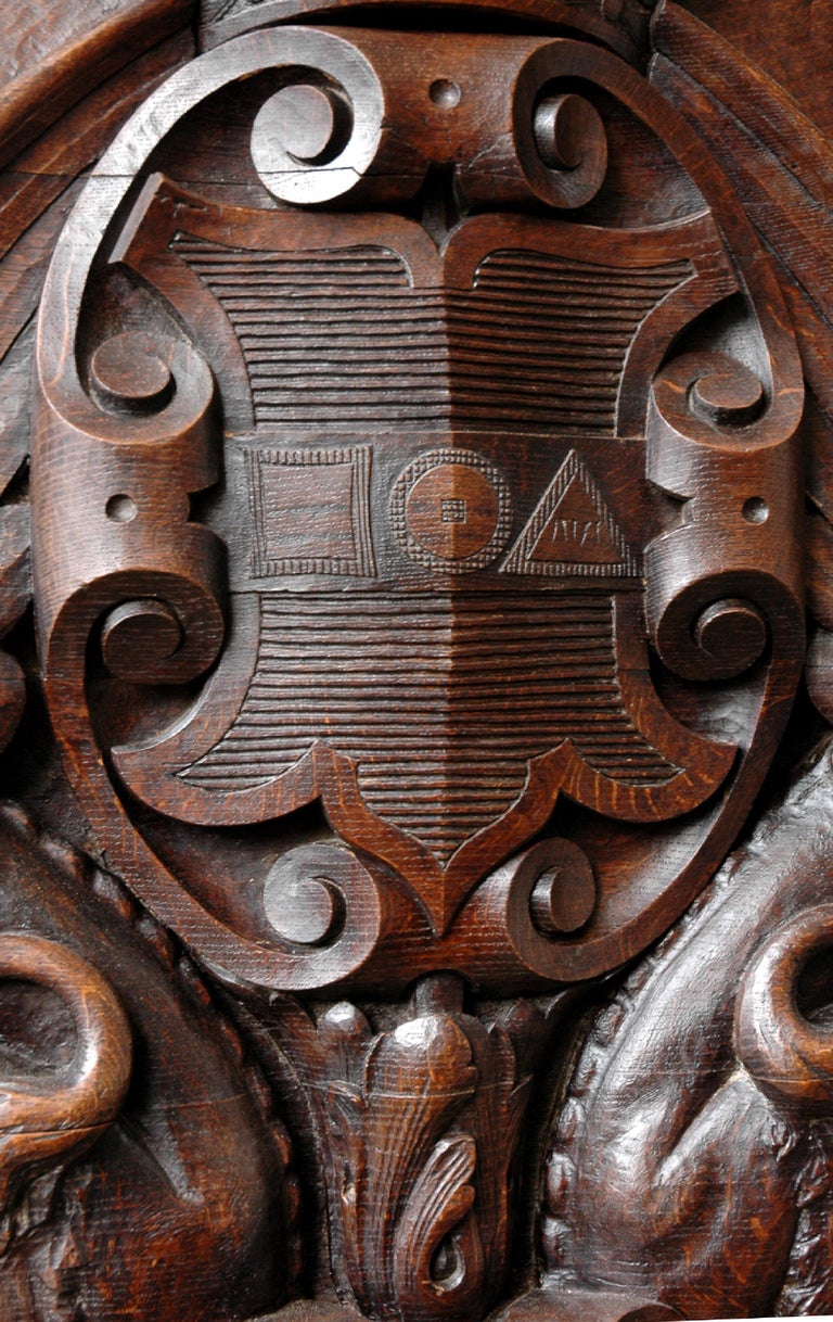 Large Oak Antique Mantel with Hood from a Chateau For Sale at 1stDibs
