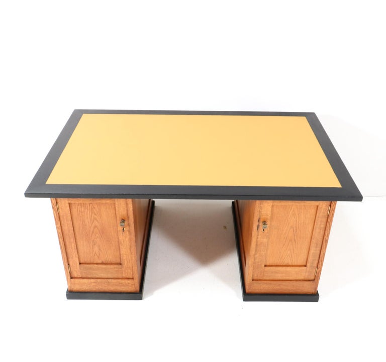 Large Oak Art Deco Modernist Partners Desk by Hendrik Wouda for Pander ...