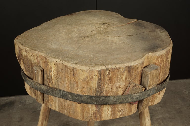 Large Oak Butcher Block Stand from France, circa 1960 at 1stDibs