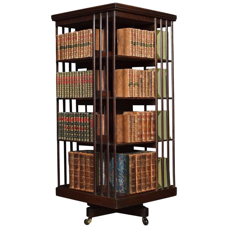 Large Oak Revolving Bookcase at 1stDibs