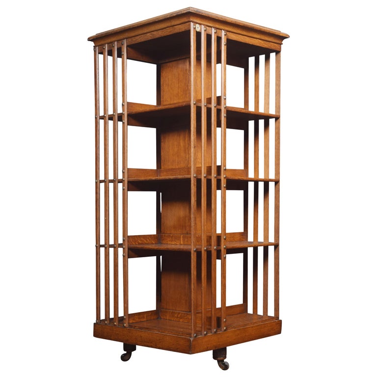 Large Oak Revolving Bookcase at 1stDibs