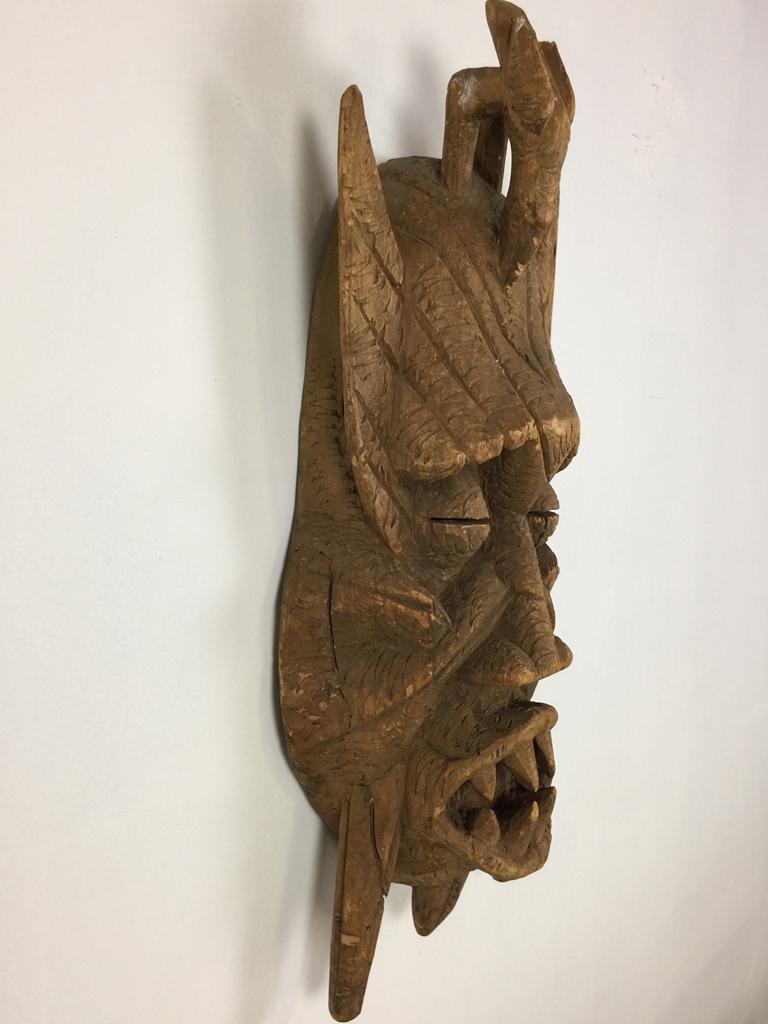 Large Oceanic or African Tribal Hand Carved Wood Deity Devil Mask at ...