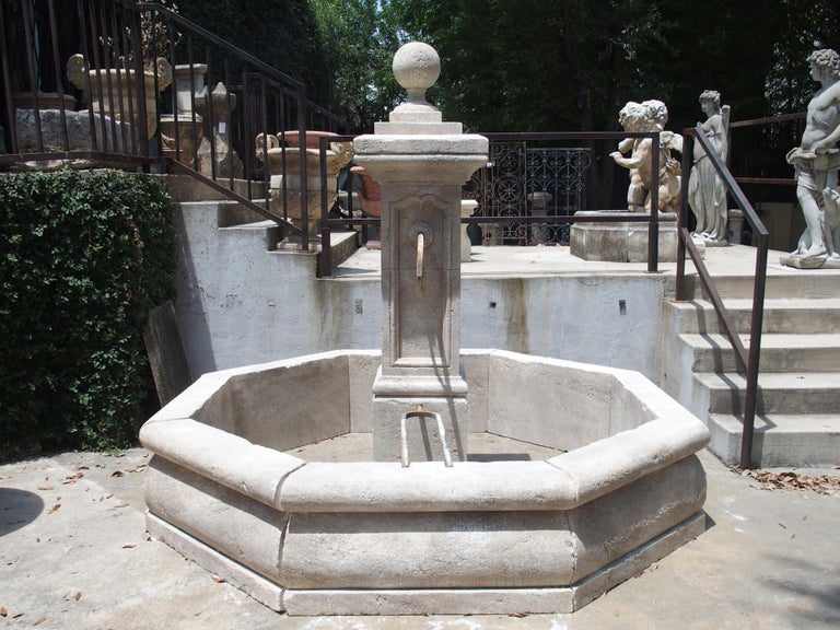 Large Octagonal Limestone Center Fountain from Provence, France at 1stDibs
