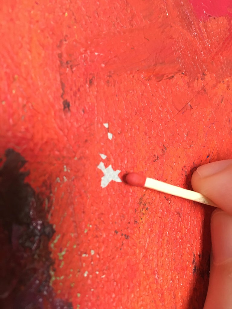 Large Oil on Canvas by Beverley Downie 1978 Red Abstract Expressionist ...