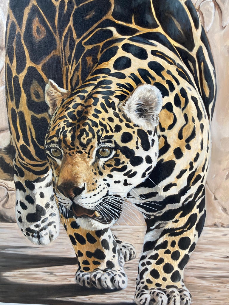 Large Oil on Canvas, Mayan Jaguar by Kindrie Grove 2002 For Sale at ...