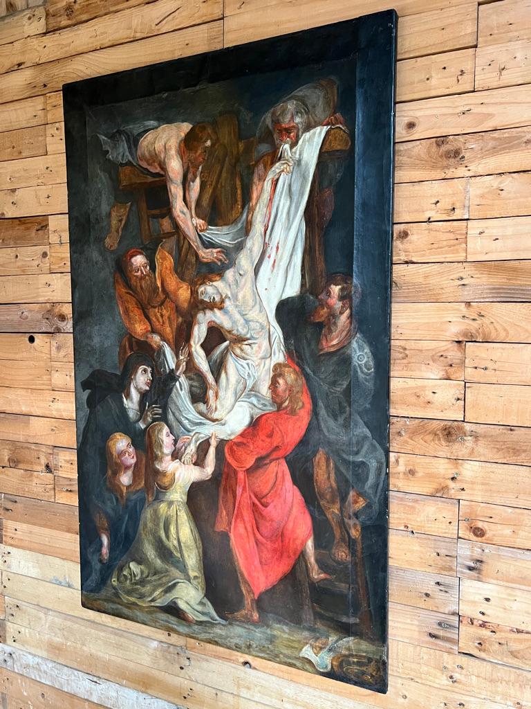 Large Oil on Canvas the Descent from the Cross in the Style of Peter Paul Rubens For Sale at 1stDibs