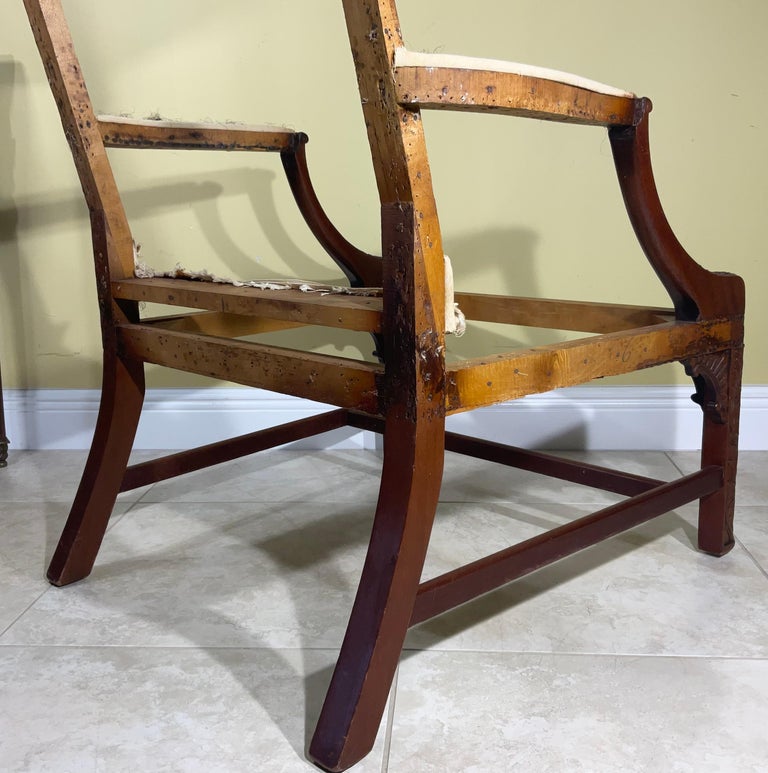 Large Old Hand Carved Wing Chair For Sale at 1stDibs