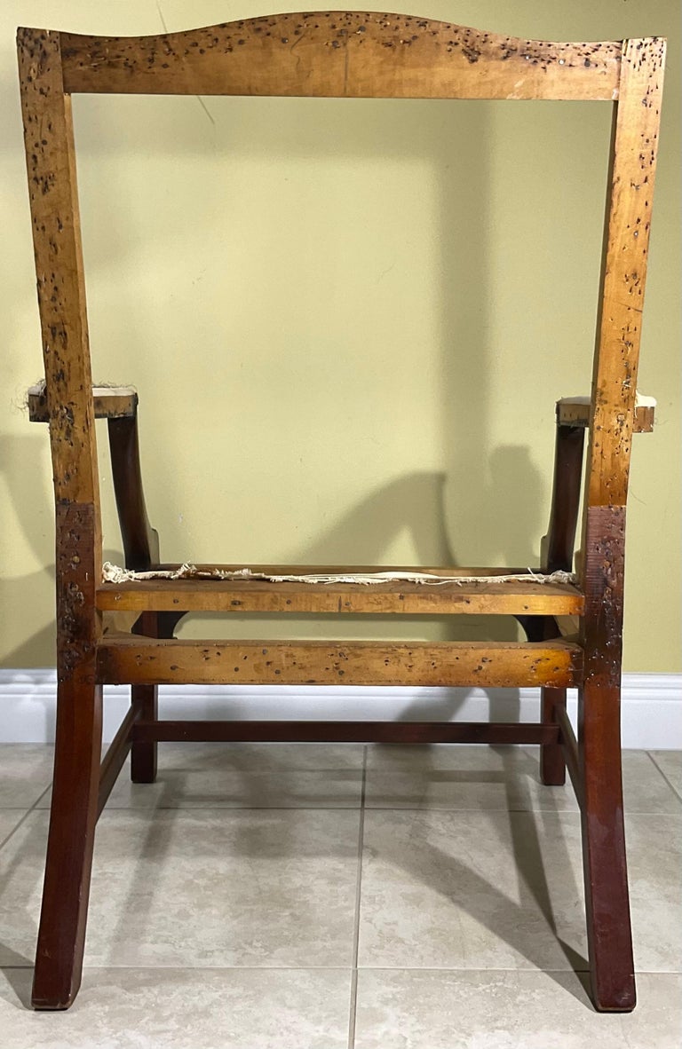 Large Old Hand Carved Wing Chair For Sale at 1stDibs