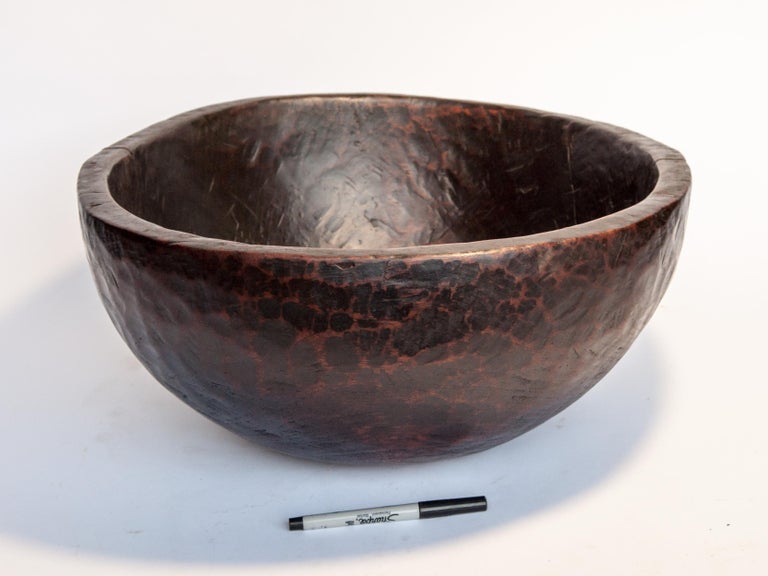 Large Old Tribal Wooden Bowl, West Nepal Himal, Mid-20th Century at 1stDibs