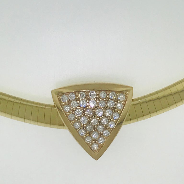 Large Omega Chain Necklace and 1 Carat Diamond 61 Grams in 14 Karat ...