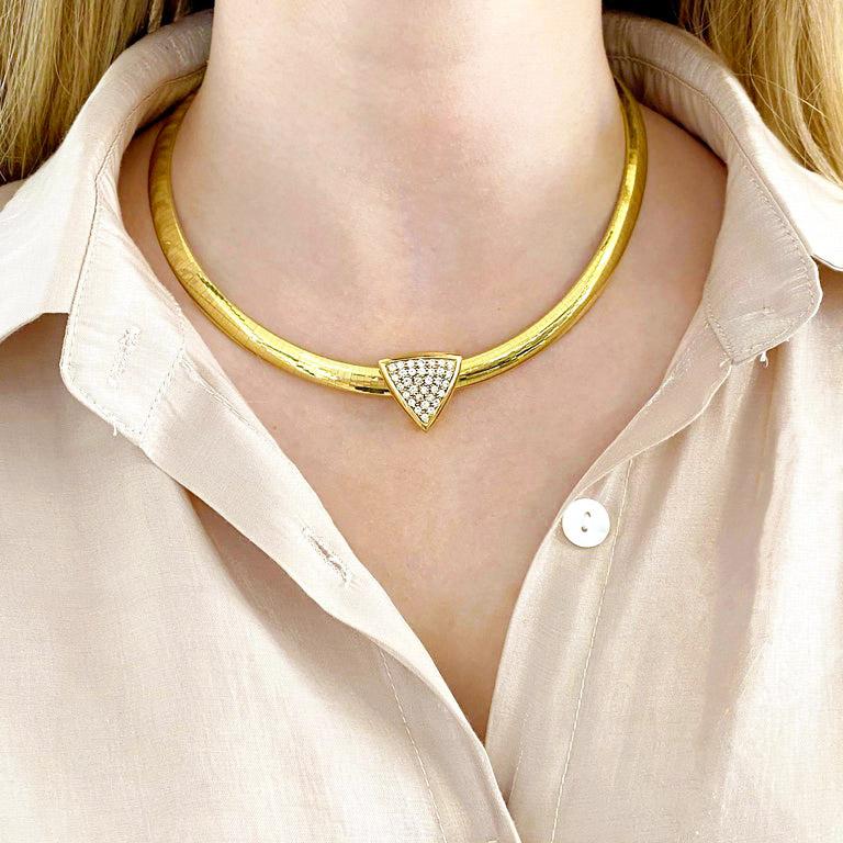 Large Omega Chain Necklace and 1 Carat Diamond Triangle Slider in 14 ...