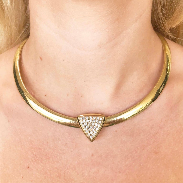 Large Omega Chain Necklace and 1 Carat Diamond 61 Grams in 14 Karat ...