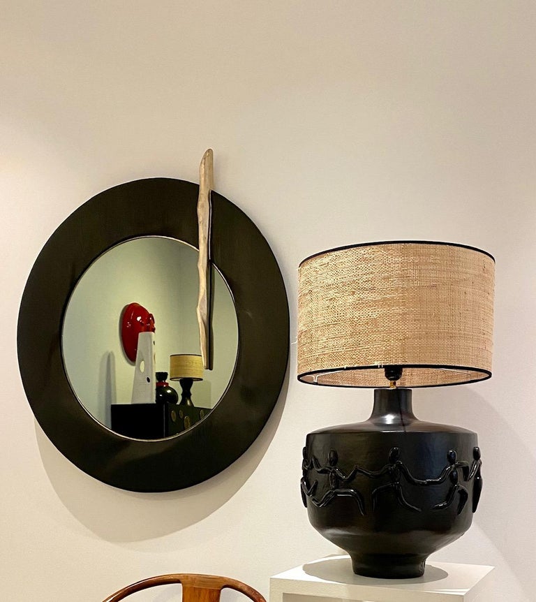 Large One of a Kind Black Ceramic Lamp Base Signed by Dalo For Sale at ...
