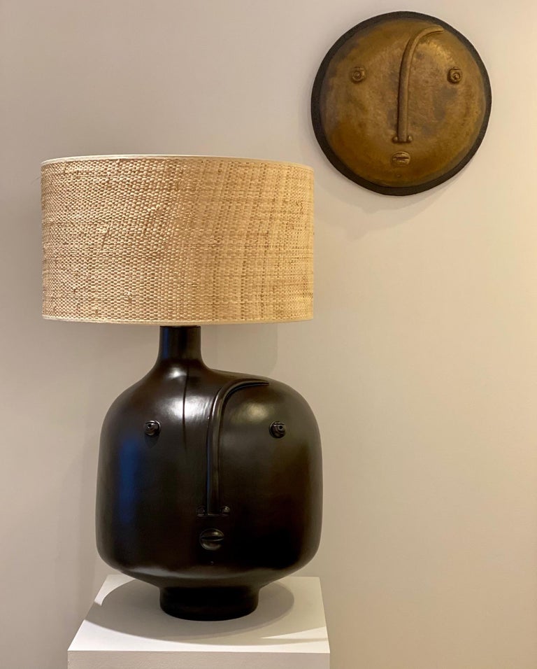 Large One of a Kind Black Ceramic Lamp Base Signed by Dalo For Sale at ...