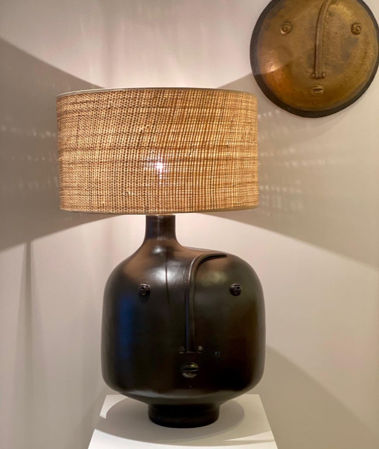 Large One of a Kind Black Ceramic Lamp Base Signed by Dalo For Sale at ...