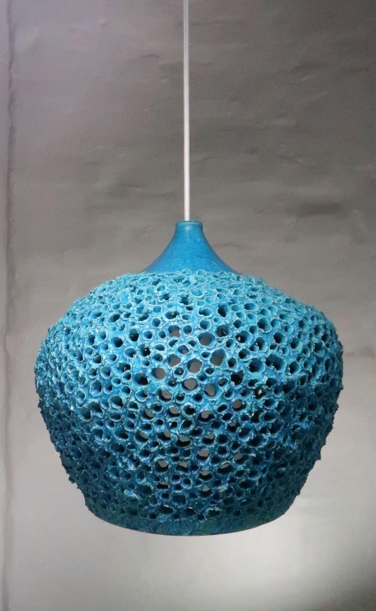 Large One-of-a-Kind Perforated Ceramic Danish Pendant by Sejer Keramik ...