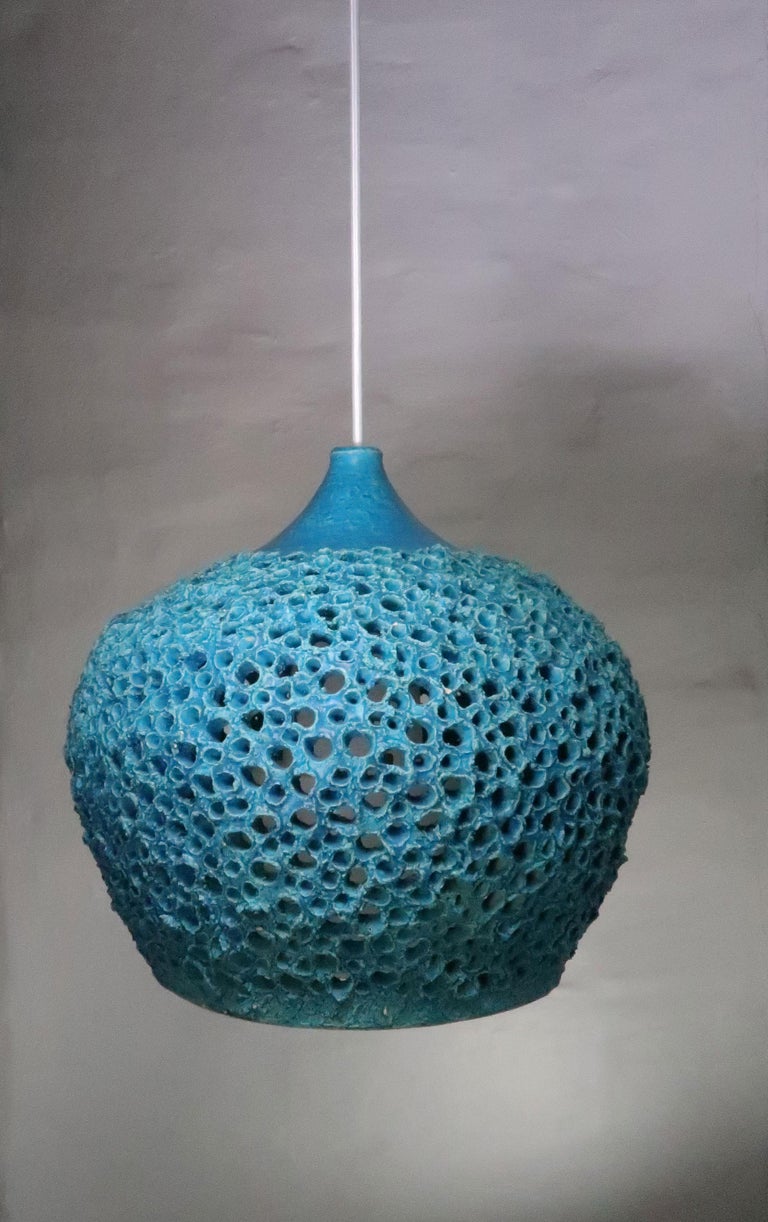 Large One-of-a-Kind Perforated Ceramic Danish Pendant by Sejer Keramik ...