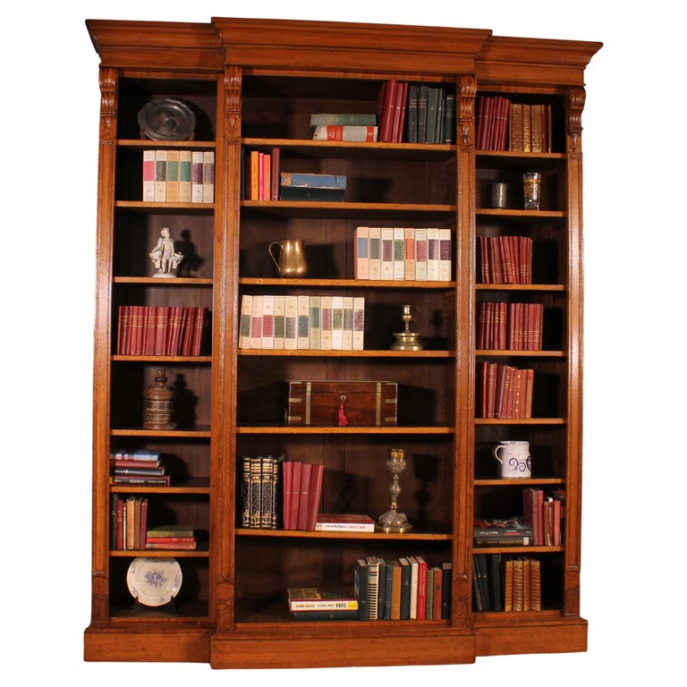 Large Open Bookcase In Light Oak From The 19th Century For Sale at 1stDibs