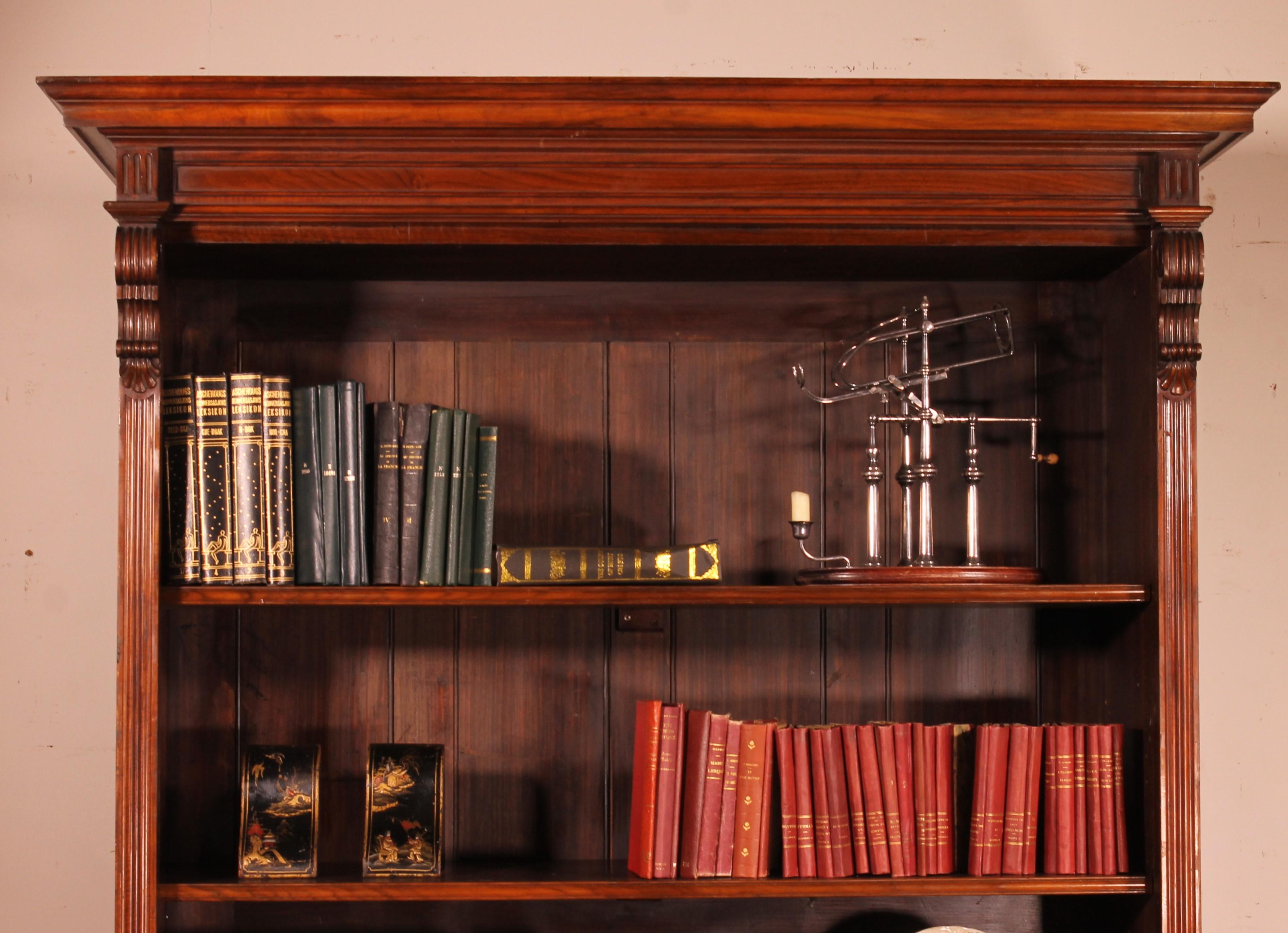 Large Open Bookcase in Walnut from the 19th Century For Sale at 1stDibs