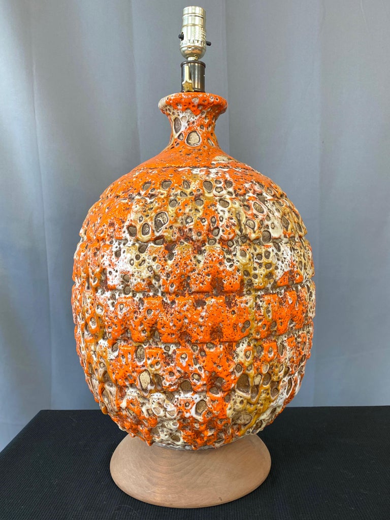 Large Orange Fat Lava Glazed Ceramic Table Lamp, 1960s For Sale at ...
