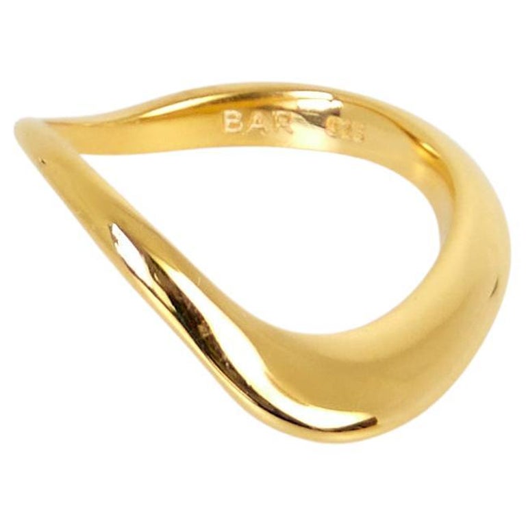 Large Organic Curve Ring, 18 Carat Gold Plated Recycled Silver (Medium ...