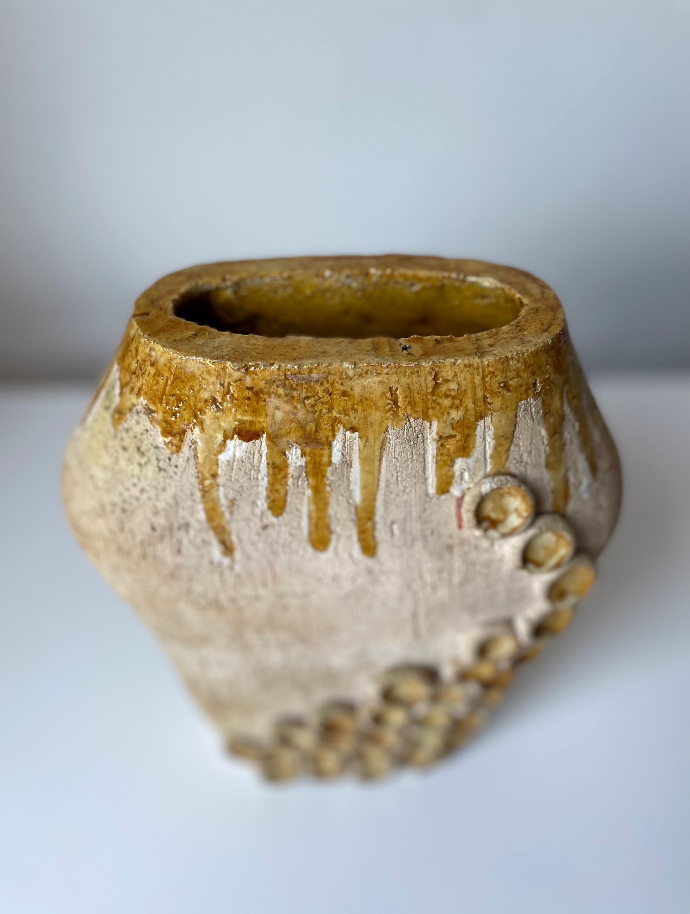 Large Organic Modern Sand Ochre Glazed Vase, Denmark, 1970s For Sale at ...