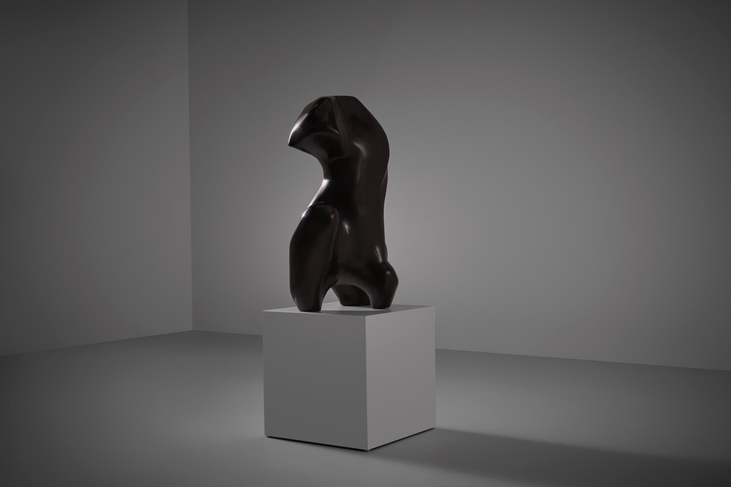 Large Organic wooden Sculpture by Jan Hoog, 1978 For Sale at 1stDibs