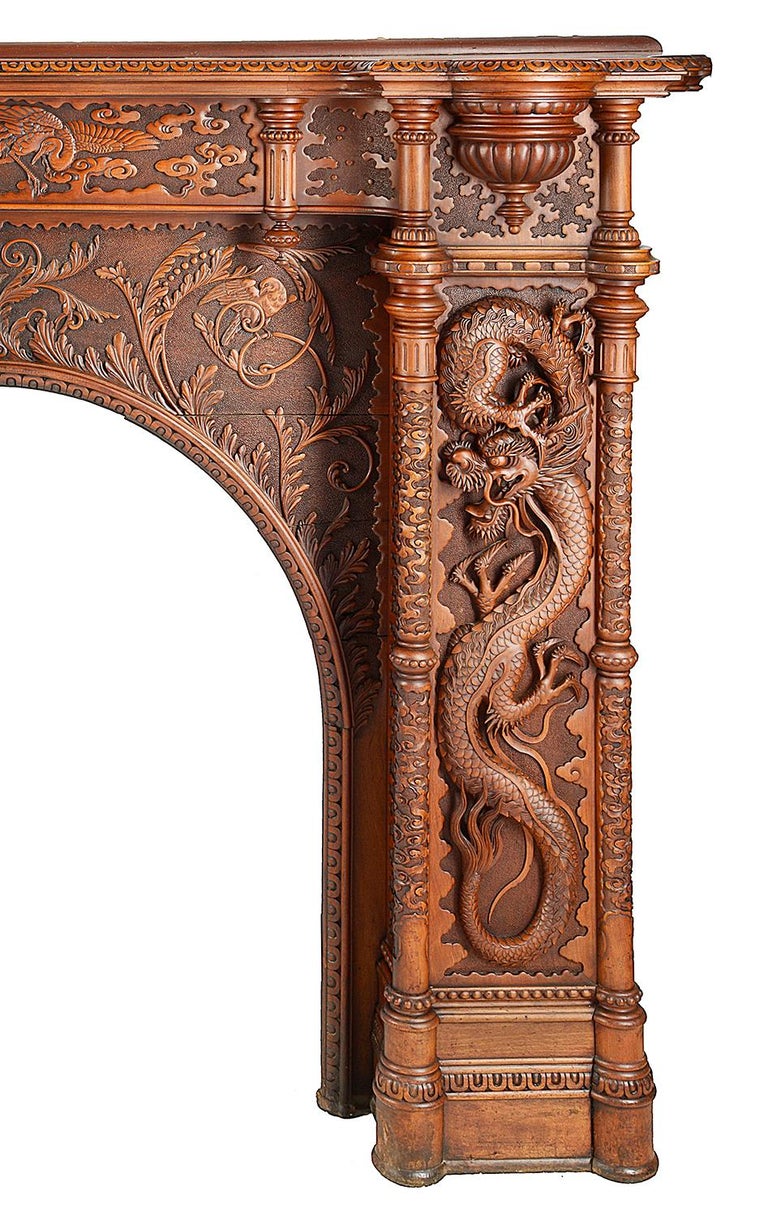 Large Oriental Carvedwood Fireplace at 1stDibs | oriental fireplace