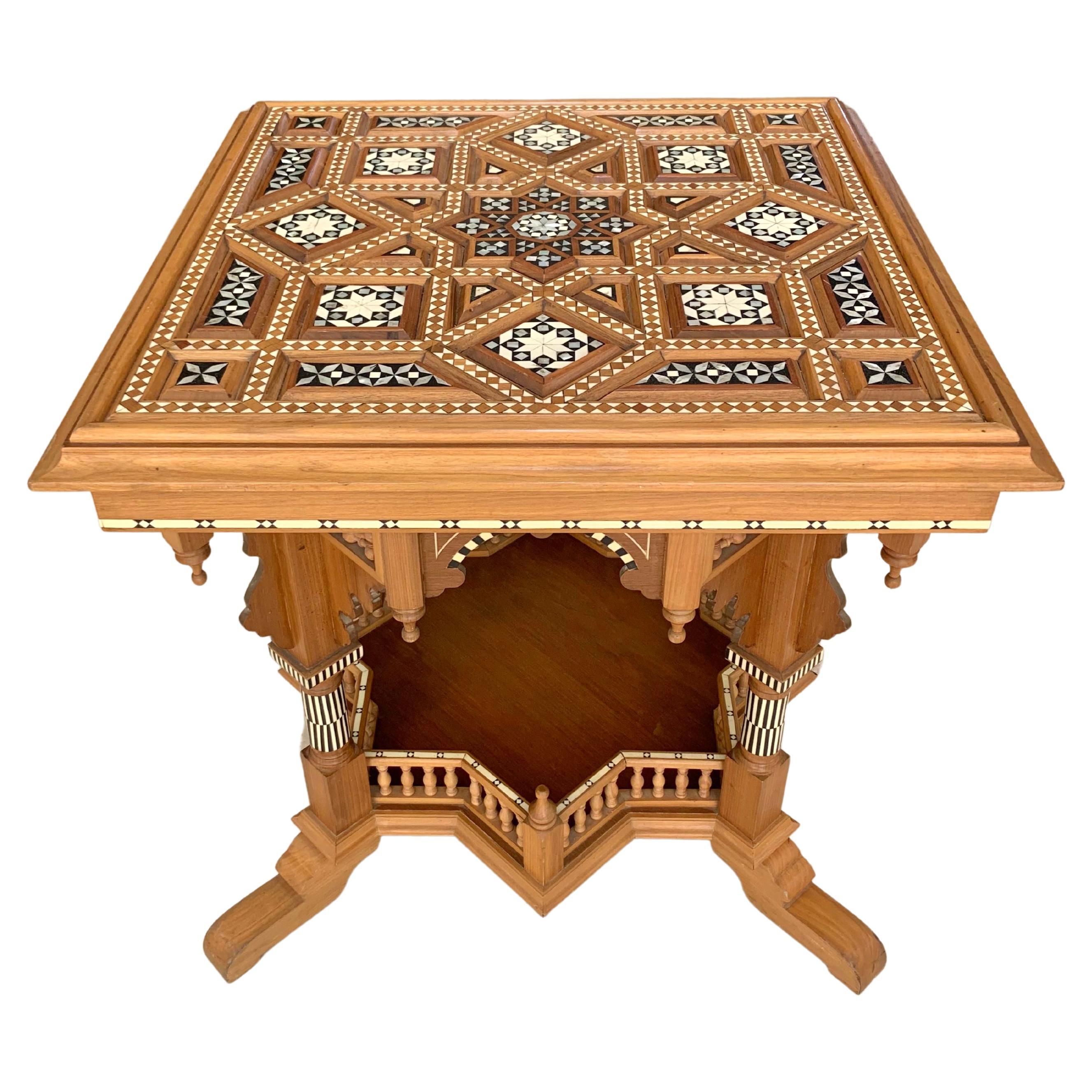 Large Oriental Hand-Crafted Wooden Mother-of-Pearl Inlaid Table For ...