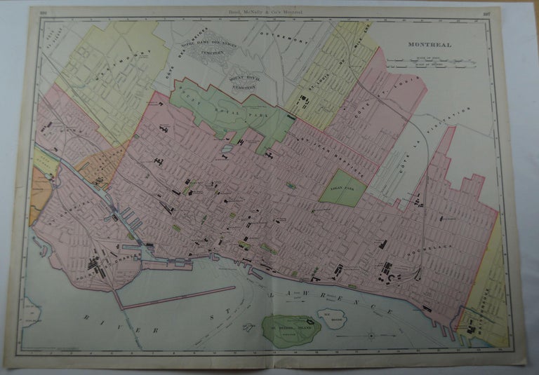 Large Original Antique City Plan of Montreal, Canada, circa 1900 For ...