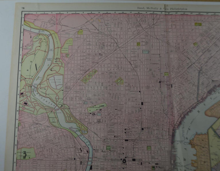Large Original Antique City Plan of Philadelphia, USA, circa 1900 For ...