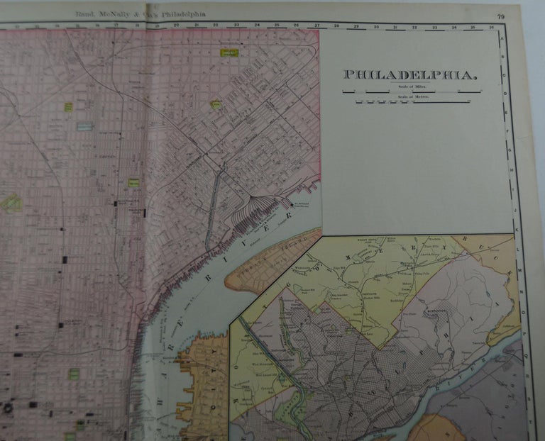 Large Original Antique City Plan of Philadelphia, USA, circa 1900 For ...