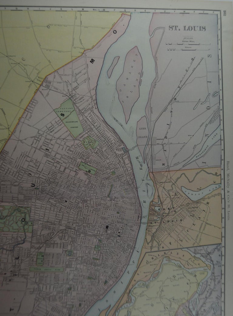 Large Original Antique City Plan of St Louis, USA, circa 1900 For Sale ...