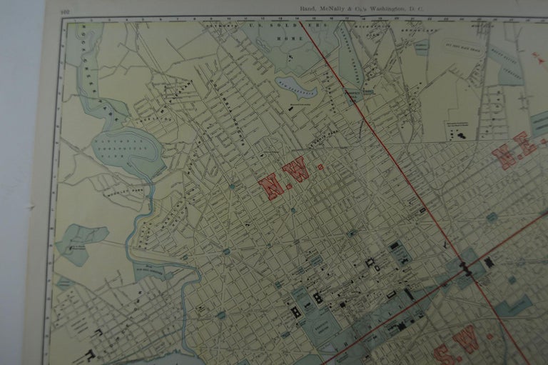 Large Original Antique City Plan of Washington DC, USA. circa 1900 For ...
