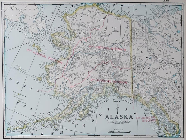 Large Original Antique Map of Alaska, USA, C.1900 For Sale at 1stDibs