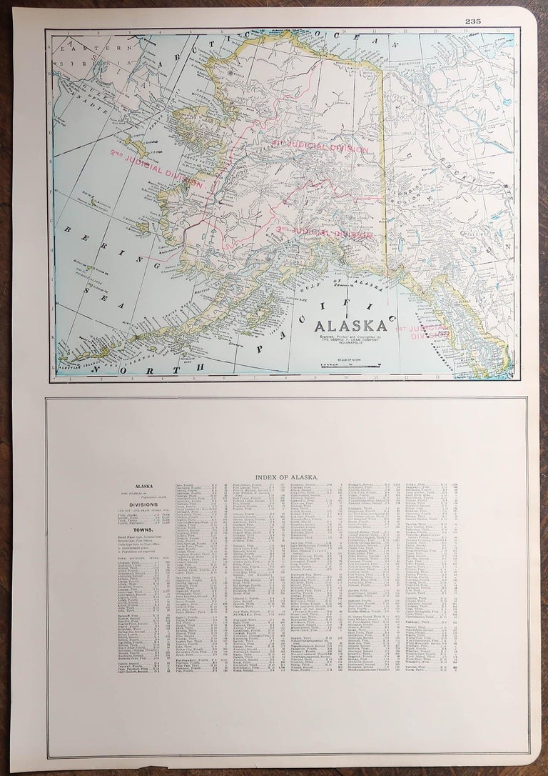 Large Original Antique Map of Alaska, Usa, C.1900 For Sale at 1stDibs