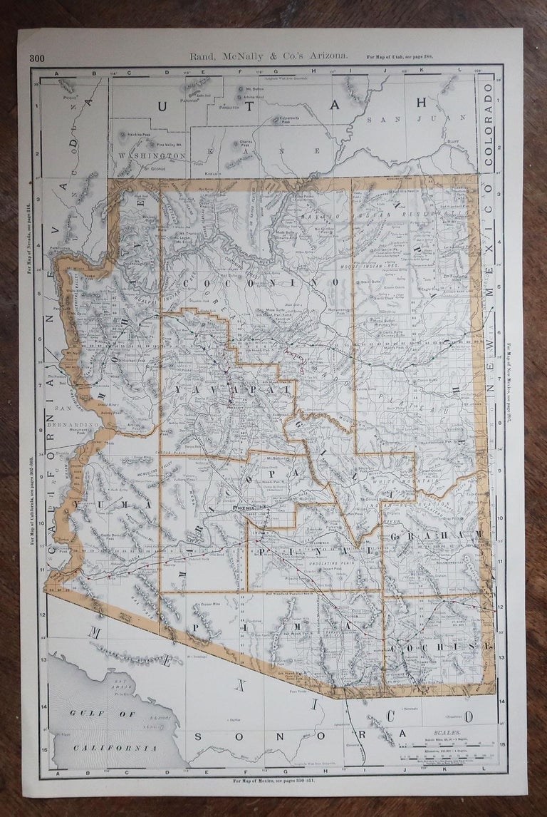 Large Original Antique Map of Arizona, USA, 1894 For Sale at 1stDibs ...