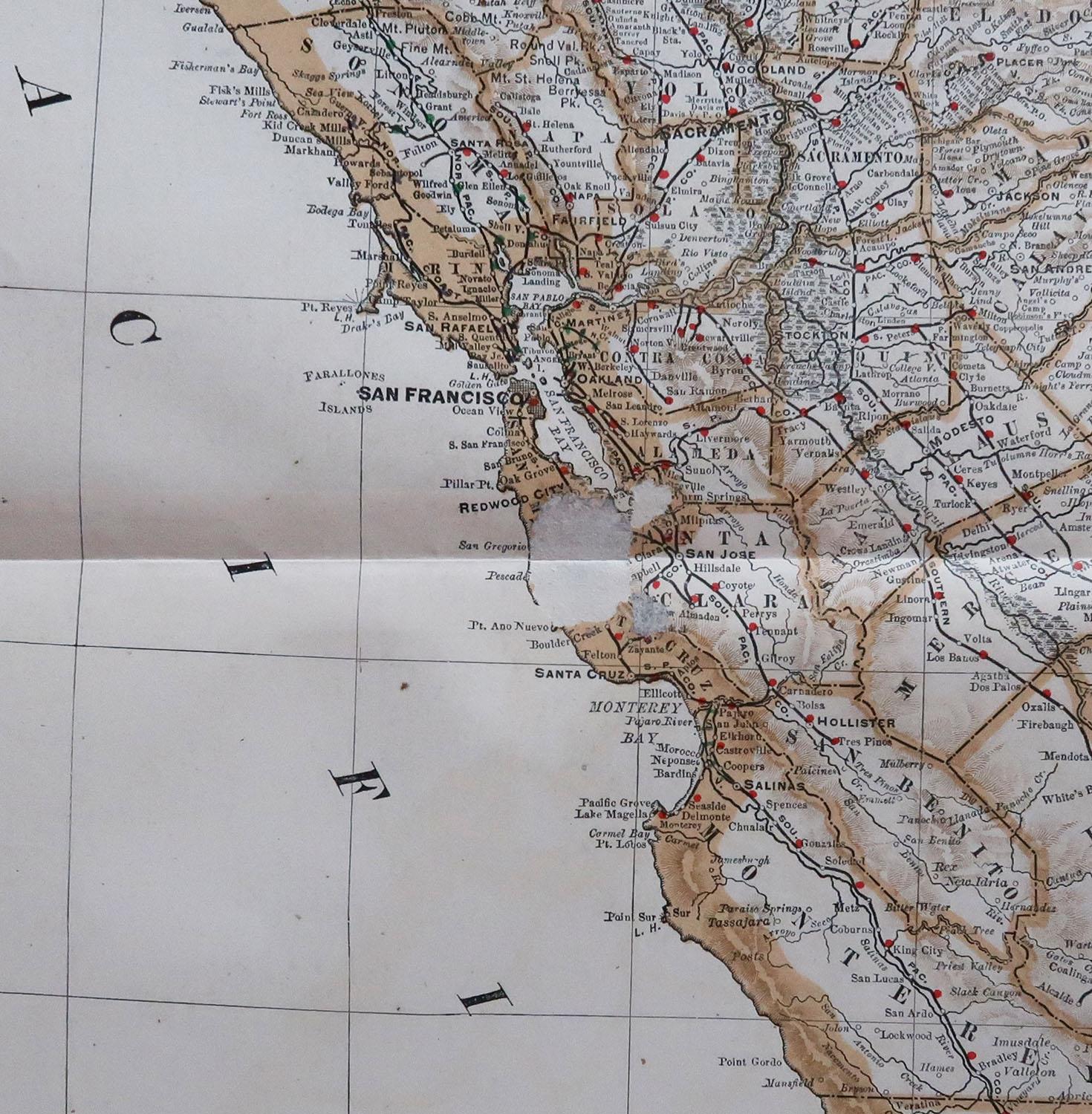 Large Original Antique Map of California, USA, 1894 at 1stDibs ...