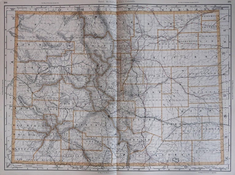 Large Original Antique Map of Colorado, USA, 1894 For Sale at 1stDibs