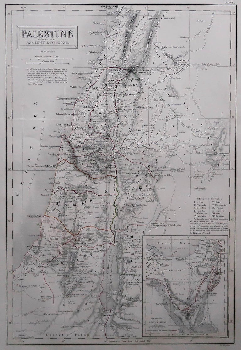 Large Original Antique Map of Israel by William Hughes, 1847 For Sale ...