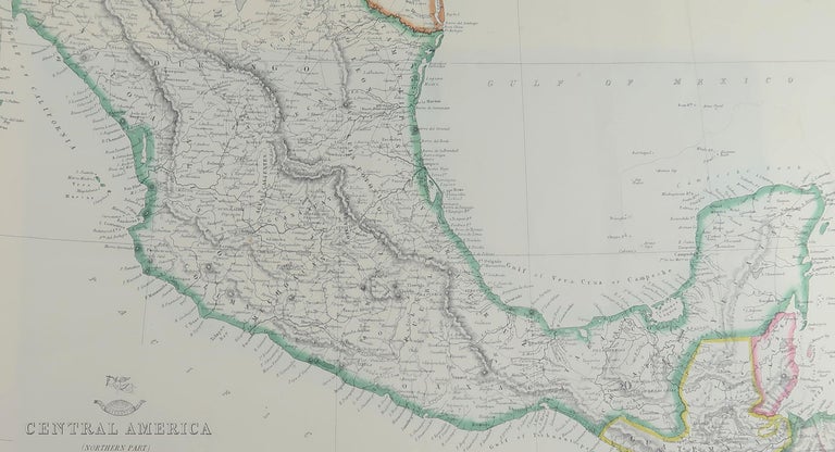 Large Original Antique Map of Mexico, 1861 For Sale at 1stDibs