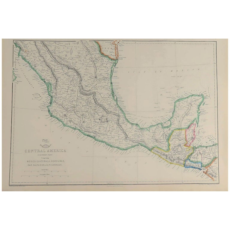 Large Original Antique Map of Mexico, 1861 For Sale at 1stDibs